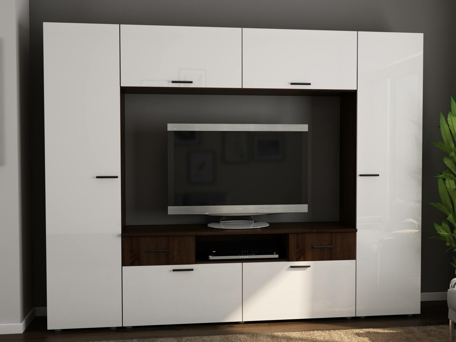 Set camera de zi Lexington 130 (Stejar Sonoma închis + Alb lucios ...