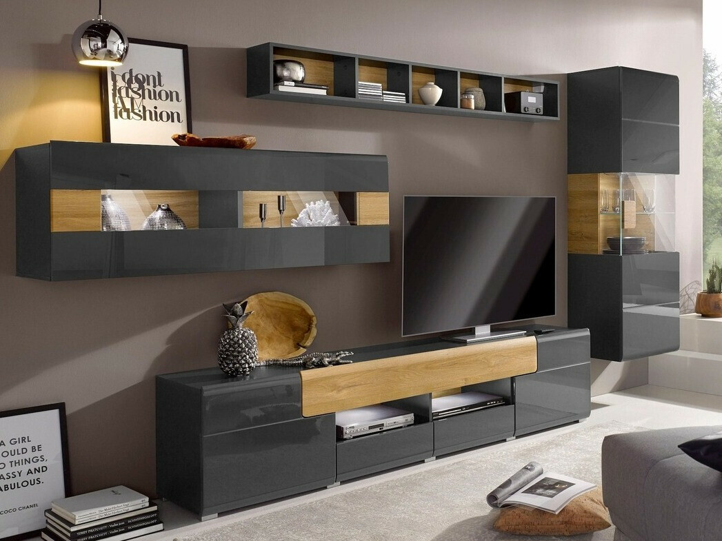 Raft de perete Austin F106 (Antracit + Stejar Grandson) - Rafturi ...